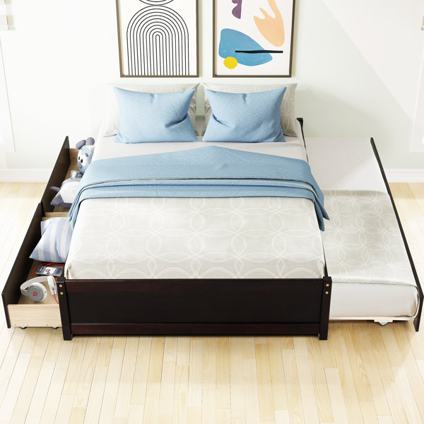 Red Barrel Studio® Lit double Bornhoft avec lit gigogne double et deux tiroirs - Wayfair Canada